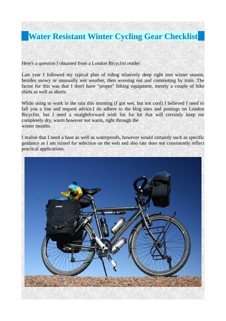 Water Resistant Winter Cycling Gear Checklist