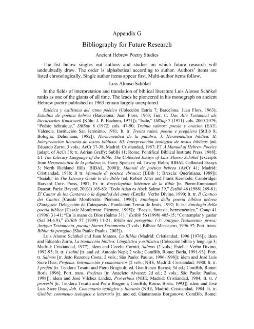 Appendix G - Ancient Hebrew Poetry