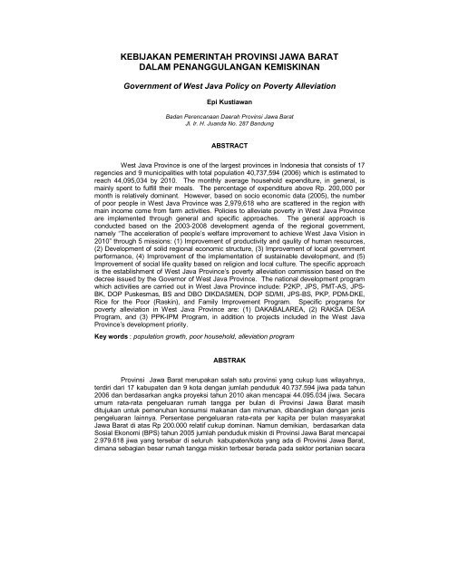 Kebijakan Pemerintah Provinsi Jawa Barat dalam Penanggulangan