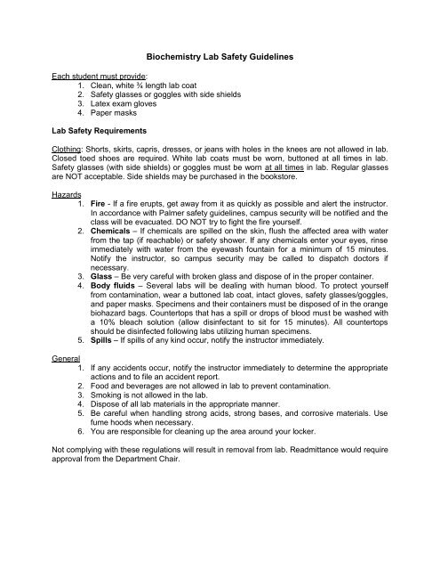 Biochemistry Lab Safety Guidelines
