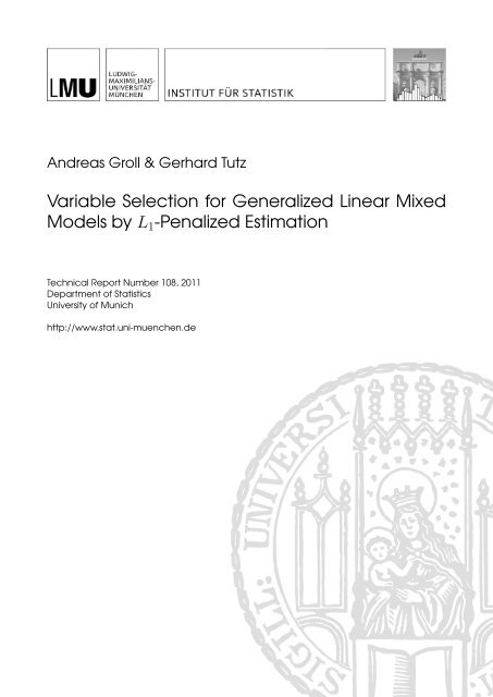 Variable Selection For Generalized Linear Mixed Models By L1