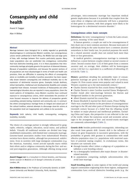 Consanguinity and child health - Channel 4