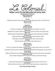 Happy Hour Menu - Le Colonial