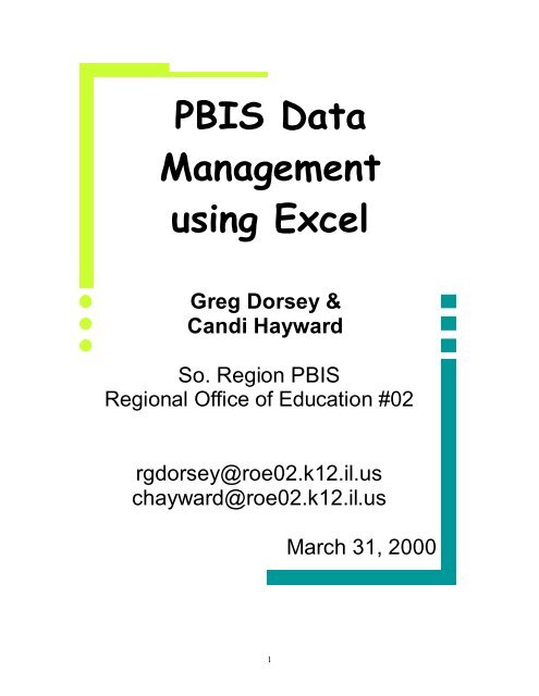 PBIS Data Management using Excel - Safe Schools Healthy Students