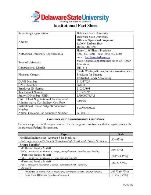 Institutional Fact Sheet - Delaware State University