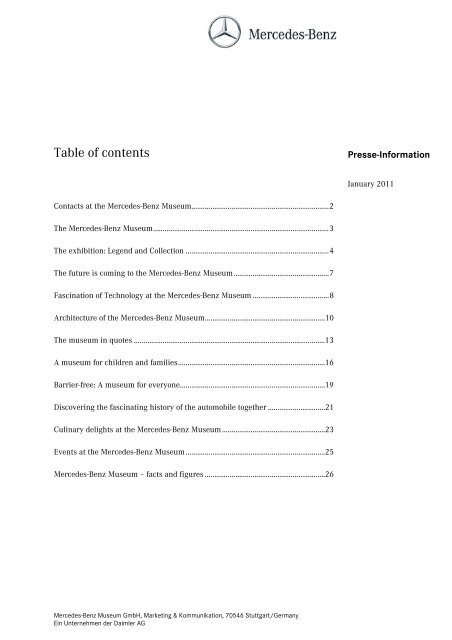 Table of contents - Mercedes-Benz Classic