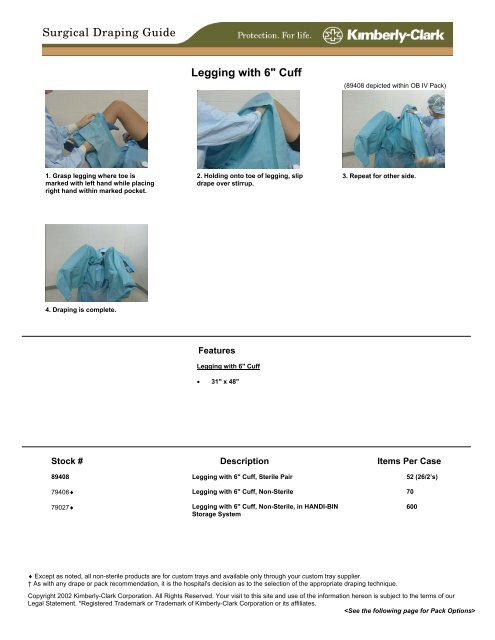 Legging with 6" Cuff Surgical Draping Guide