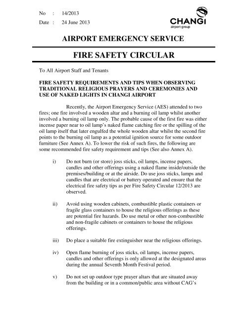 FIRE SAFETY CIRCULAR - Changi Airport Group