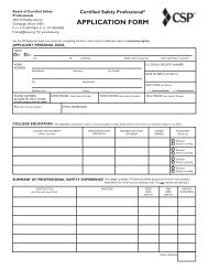 chst experience form - Board of Certified Safety Professionals