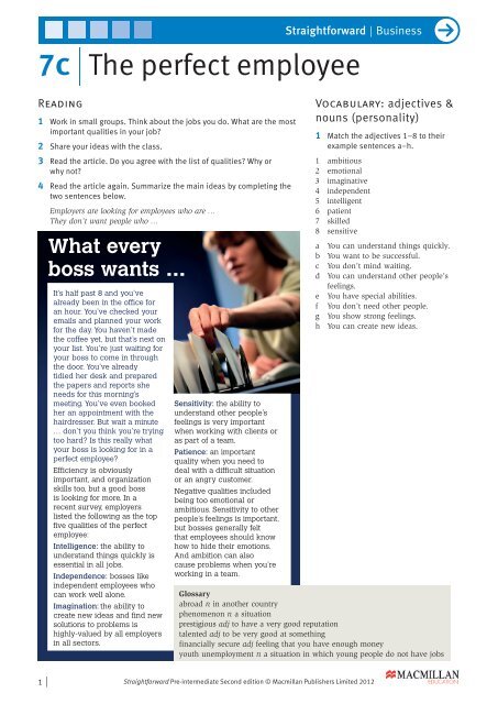 7c The perfect employee - Straightforward