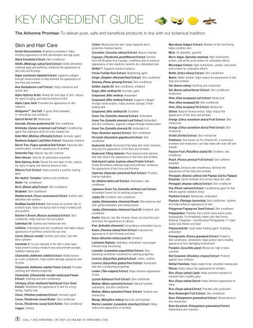 KEY INGREDIENT GUIDE - Arbonne