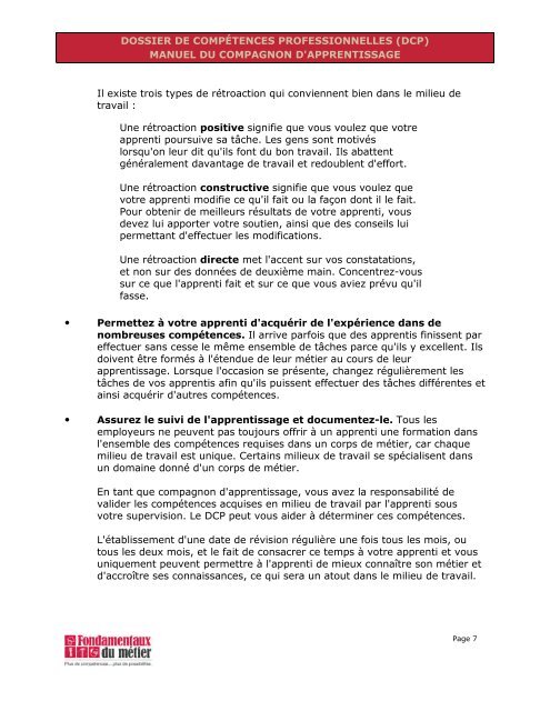DOSSIER DE COMPÉTENCES P