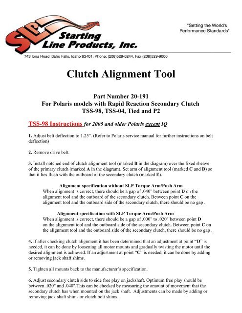Clutch Alignment Tool - Starting Line Products, Inc.