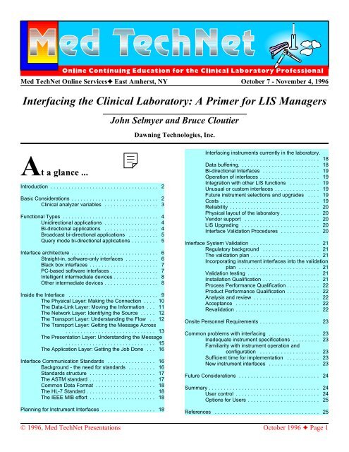 Interfacing the Clinical Laboratory: A Primer for LIS ... - Med TechNet