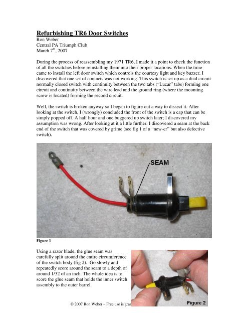 Refurbishing TR6 Door Switches - Central Pennsylvania Triumph Club