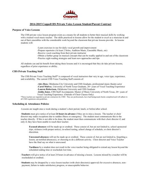 2014-2015 Coppell High School Voice Lesson Packet
