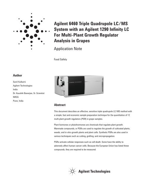 Agilent 6460 Triple Quadrupole LC/MS System with an Agilent 1290 ...