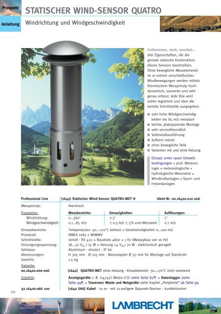 STATISCHER WIND-SENSOR QUATRO - metes technology GmbH