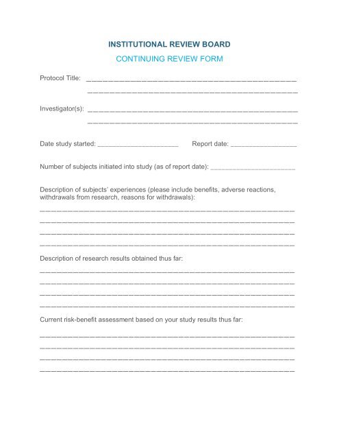 ICMS IRB Continuing Review Form - International Cellular Medicine ...