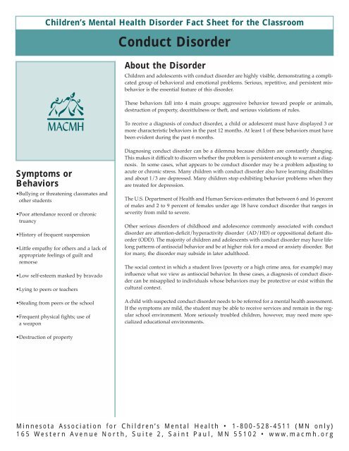 Conduct Disorder - Minnesota Association for Children's Mental Health