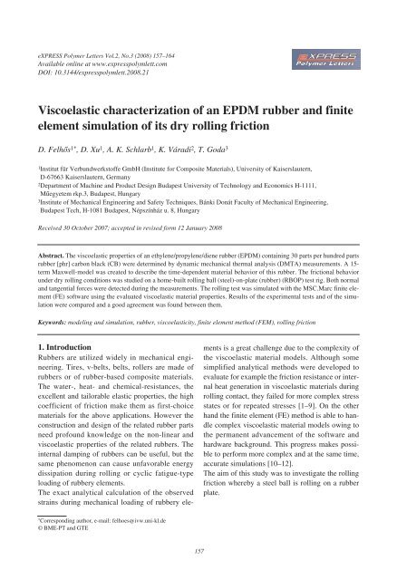 Viscoelastic Characterization Of An Epdm Rubber And Finite Element