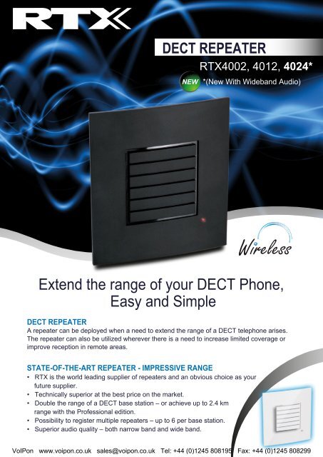 RTX DECT Repeater Datasheet (PDF)
