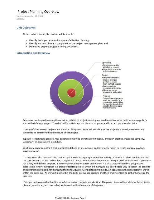 Project Planning Overview