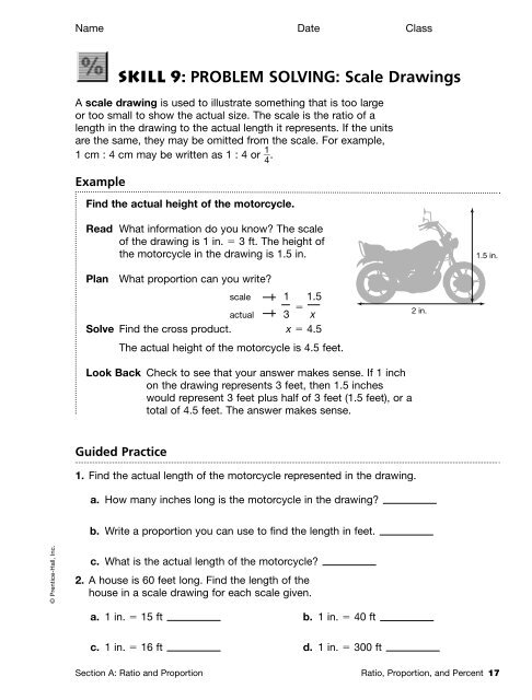 Skill 9: PROBLEM SOLVING: Scale Drawings