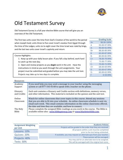 Old Testament Survey - Alpha Omega Academy