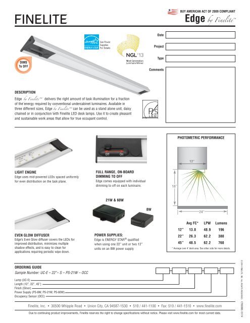 Tech Sheet - Finelite