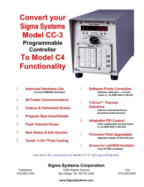 Convert your Sigma Systems Model CC-3 To Model C4 Functionality