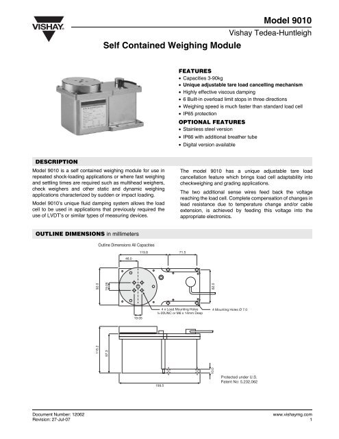 Model 9010 Self Contained Weighing Module - Weightech