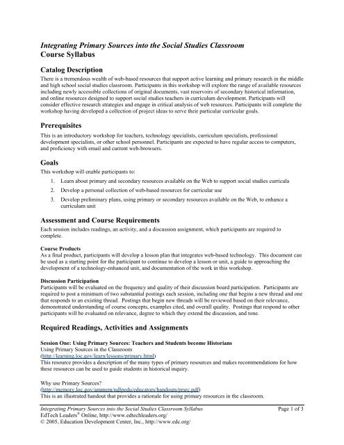 Integrating Primary Sources into the Social Studies Classroom ...