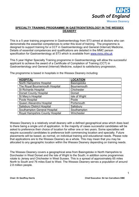 1 Wessex Deanery SPECIALTY TRAINING PROGRAMME IN ...