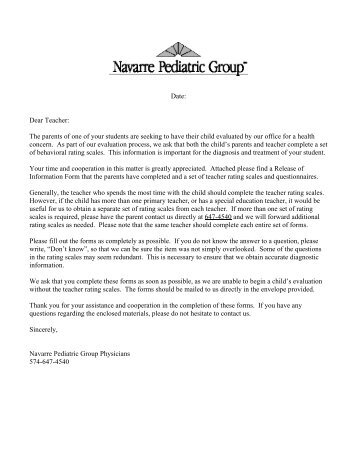 ADHD Assessment Follow-up Teacher - Memorial Medical Group