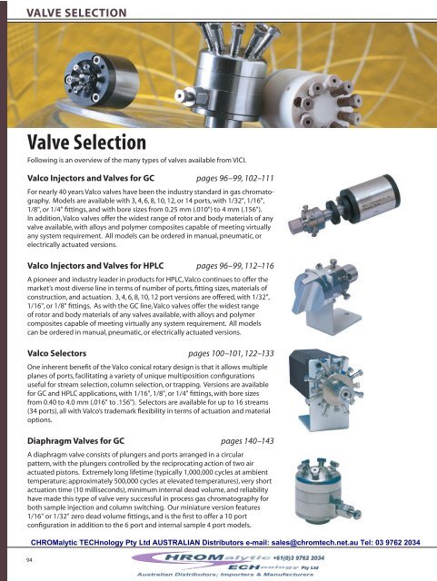 valco valves - Chromalytic Technology