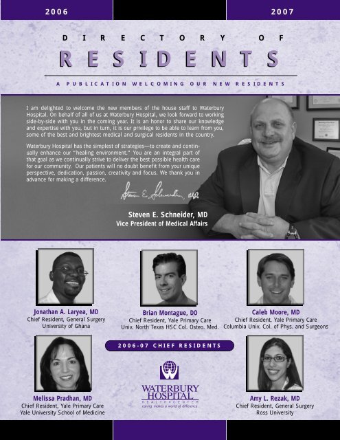 Residents Directory 2006 - Waterbury Hospital