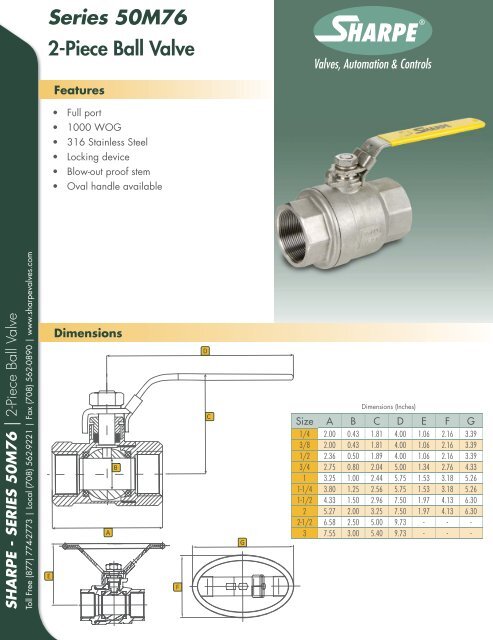 Series 50M76 2-Piece Ball Valve - SharpeÂ® Valves