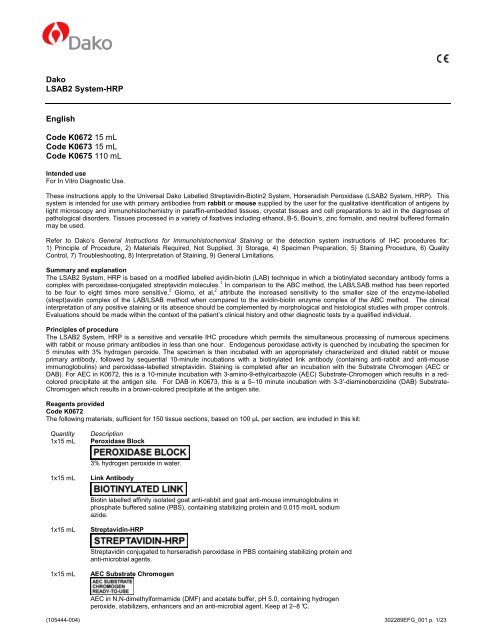 Dako LSAB2 System-HRP English Code K0672 15 mL Code K0673 ...