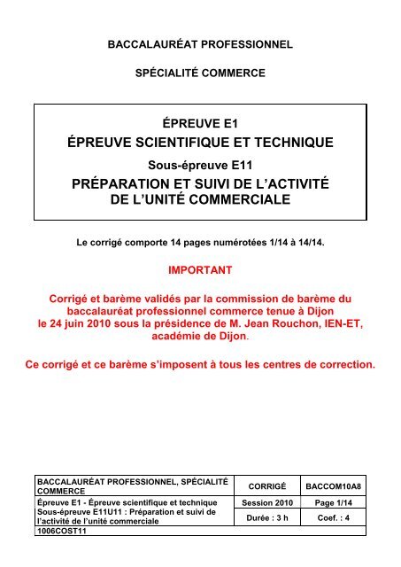 Corrigé - SVT Dijon