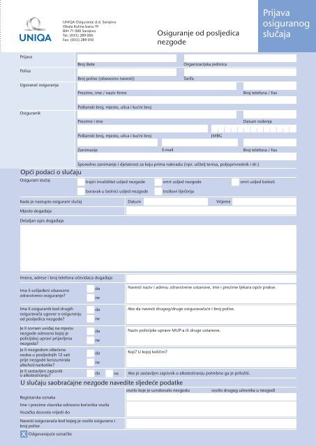 KAKO ISPUNITI OBRAZAC PRI