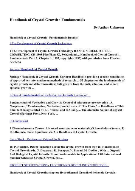 Download Handbook of Crystal Growth : Fundamentals pdf ebooks ...