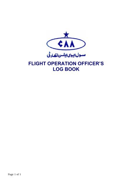 FLIGHT OPERATION OFFICER'S LOG BOOK - Civil Aviation Authority