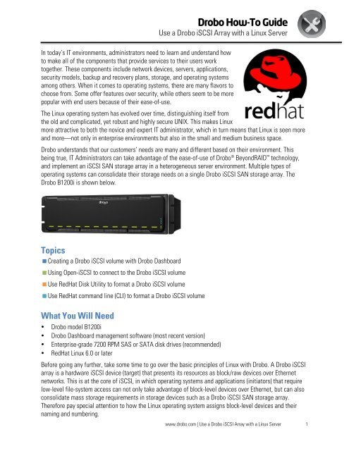 Drobo How-To Guide: Use a Drobo iSCSI Array with a Linux Server