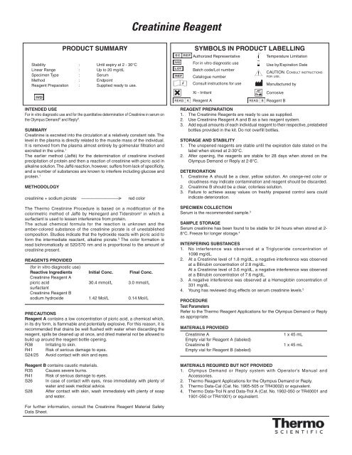 Creatinine Reagent - Thermo Scientific