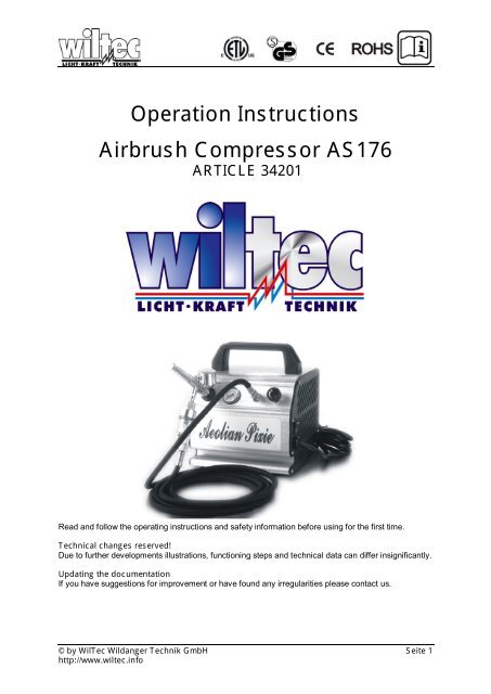 Instructions Airbrush Compressor_34201_ AS176.pdf - WilTec