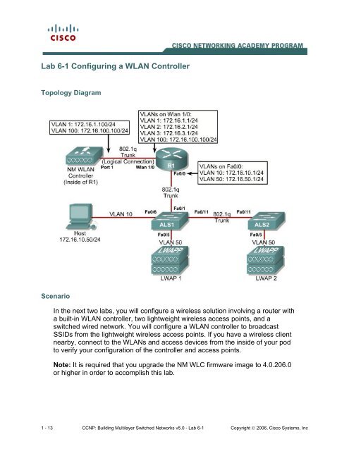 Lab 6-1 Configuring a WLAN Controller