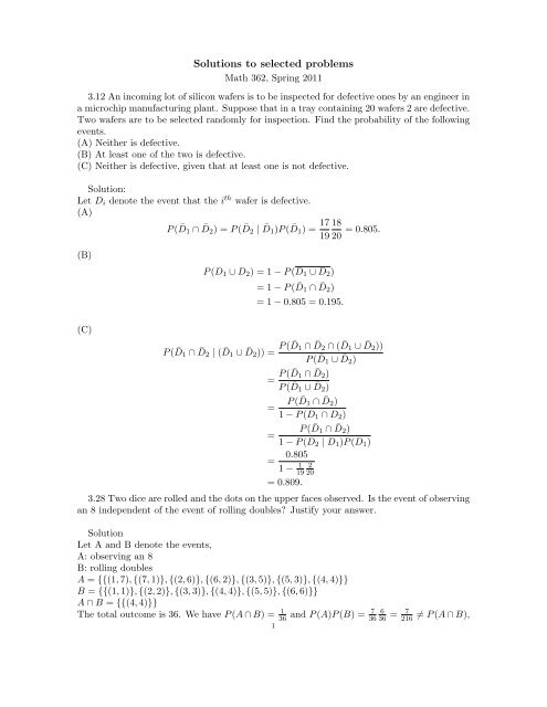 Solutions to selected problems