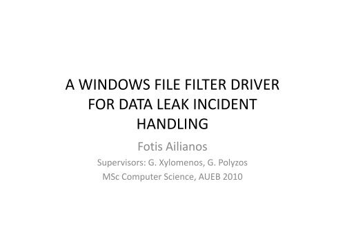 a windows file filter driver for data leak incident handling