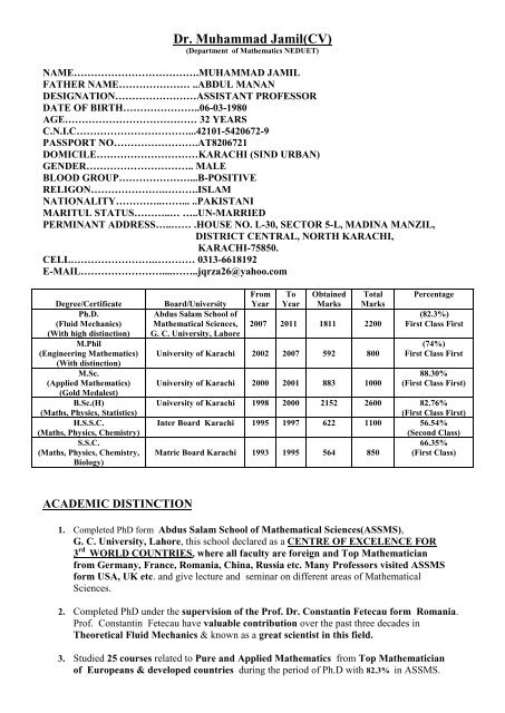CV - NED University